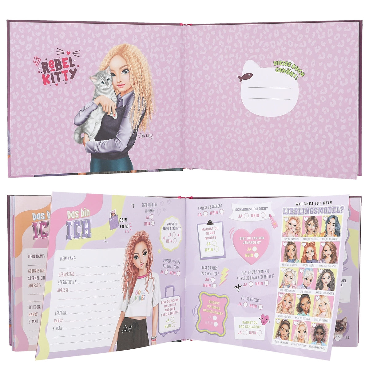 TOPModel Freundebuch Motiv 2 REBEL KITTY – Stoffe Fuchs & Aradia6Sense